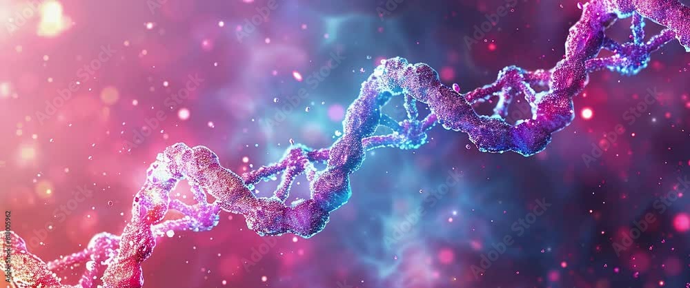 Close up DNA futuristic structure with blurry and sparkling background ...