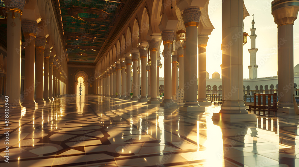 Medina saudi arabia Prophet Mohammad interior mosque Architectural with ...