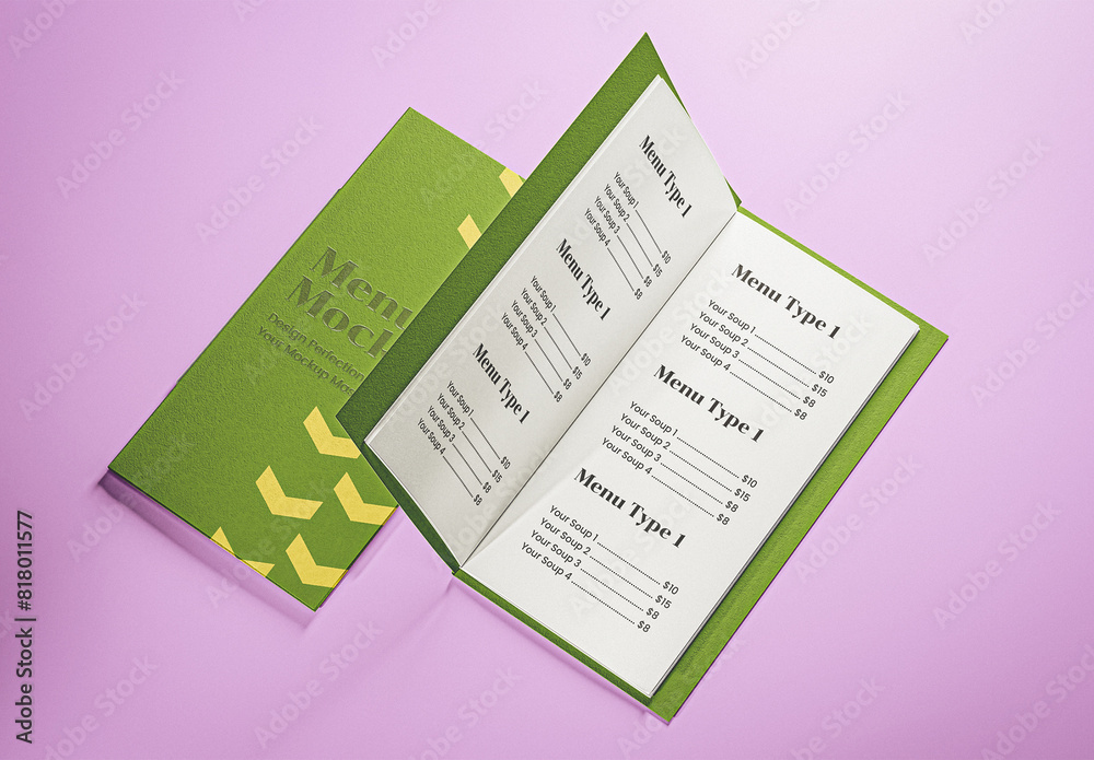 Green Opened Menu Mockup Stock Template | Adobe Stock