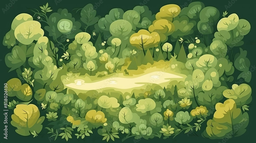 forest conservation flat design top view woodland theme cartoon drawing ...