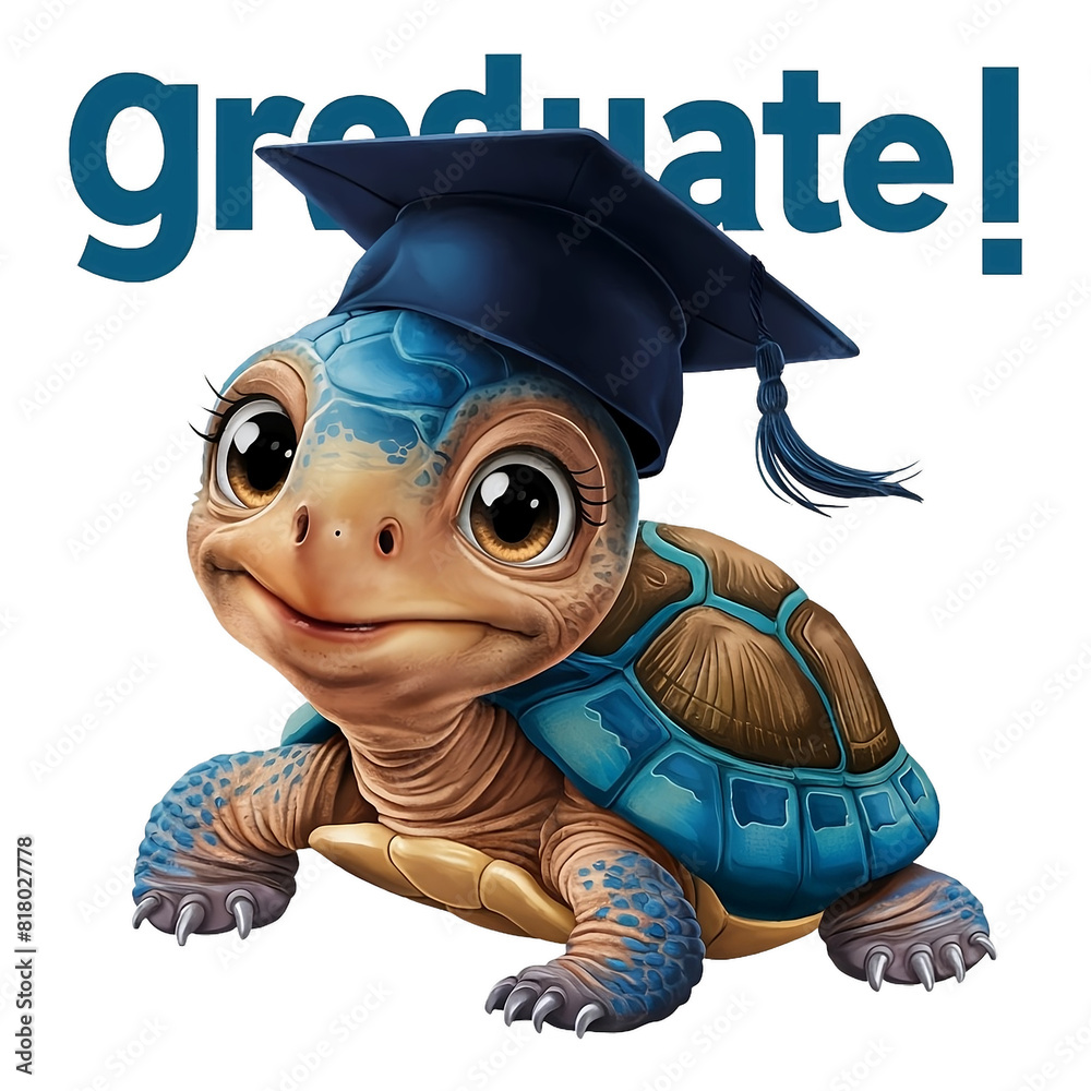 Cartoon turtle wearing a black graduation Cap, hat PNG transparent ...