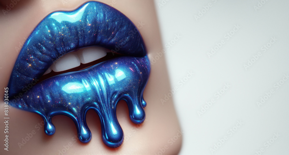 Glossy Lips with Metallic Starry Shine. sensual lips with glossy ...