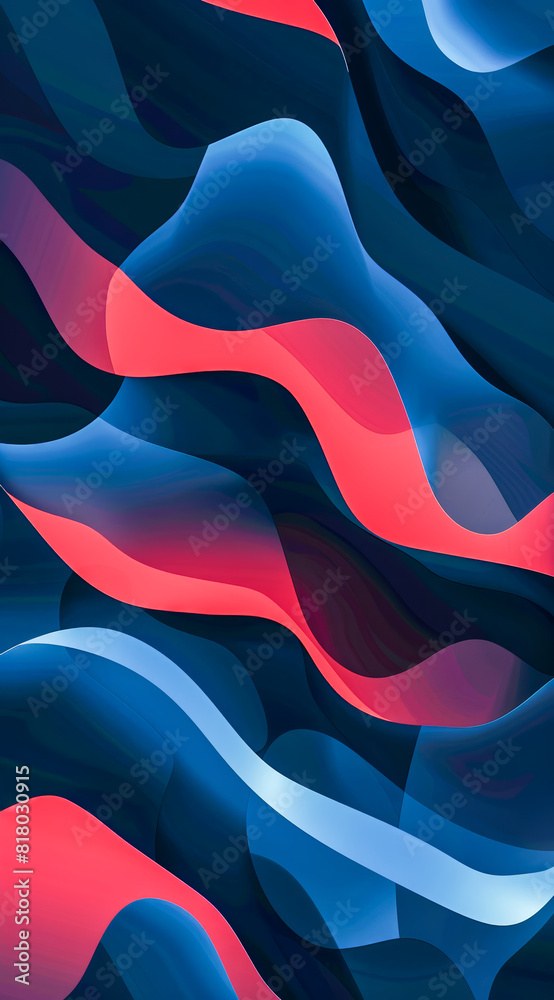 Abstract Blue and Red Shapes. Generated Image. A digital illustration ...