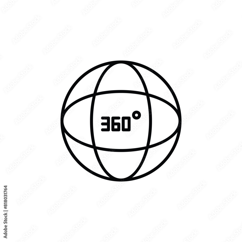 Poster Vector icon illustration of a 360 degree angle, representing a ...