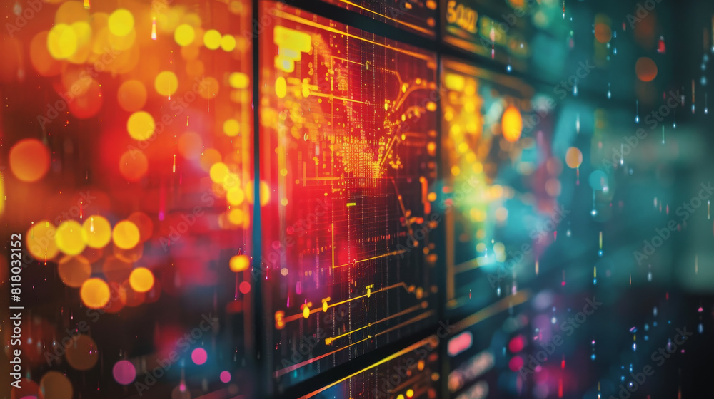 Detailed illustration of a weather radar screen displaying a colorful ...