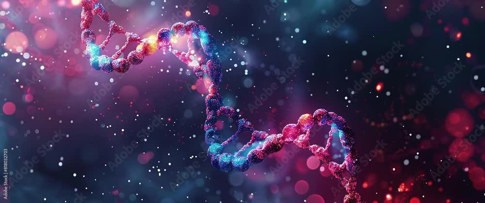 Vidéo Stock Close up DNA futuristic structure with blurry and sparkling ...