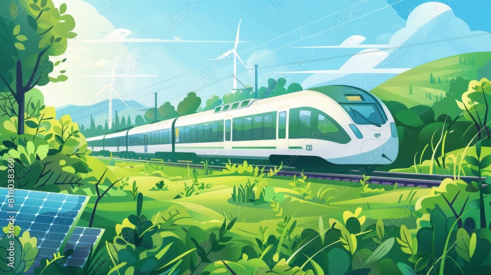 Illustrate a cutting-edge electric train with regenerative braking ...