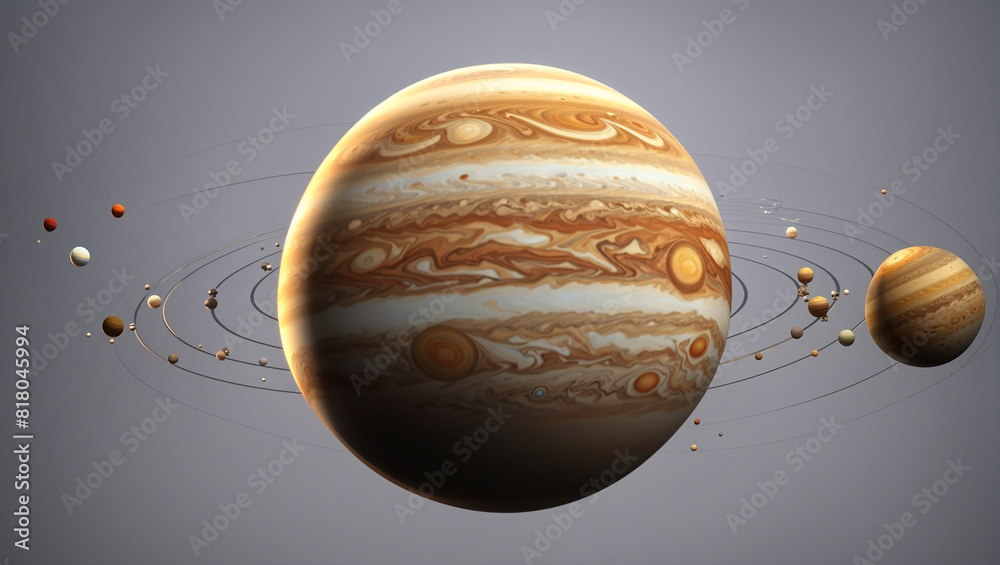 There are planets and moons of the solar system orbiting in space ...