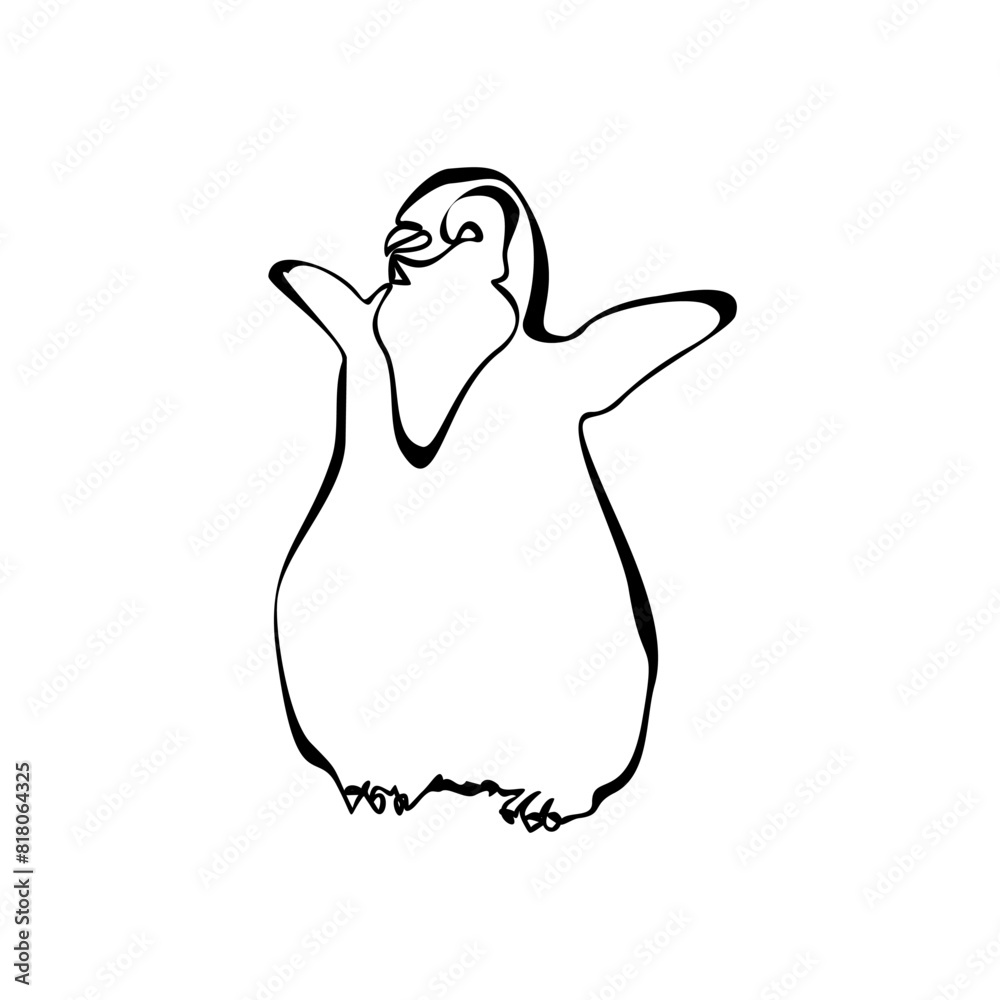 Penguin Line Art Vector. Penguin one continuous line design vector ...
