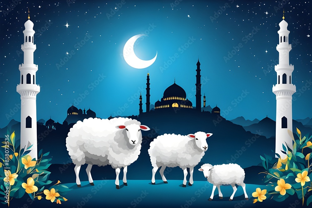 greeting card for Eid al-Adha holiday with copy space, eid al adha ...