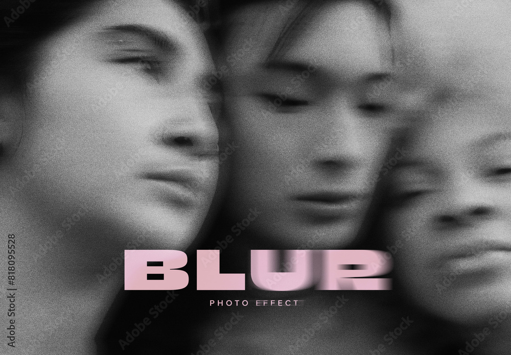 Black and White Blur Photo Effect Mockup Stock Template | Adobe Stock