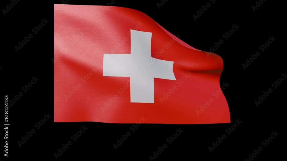 swiss flag 4k 3d render of a waving nation swiss banner fluttering in ...