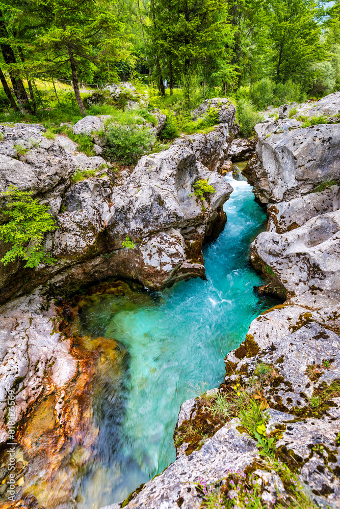 Amazing Soca river gorge in Slovenian Alps. Great Soca Gorge (Velika ...