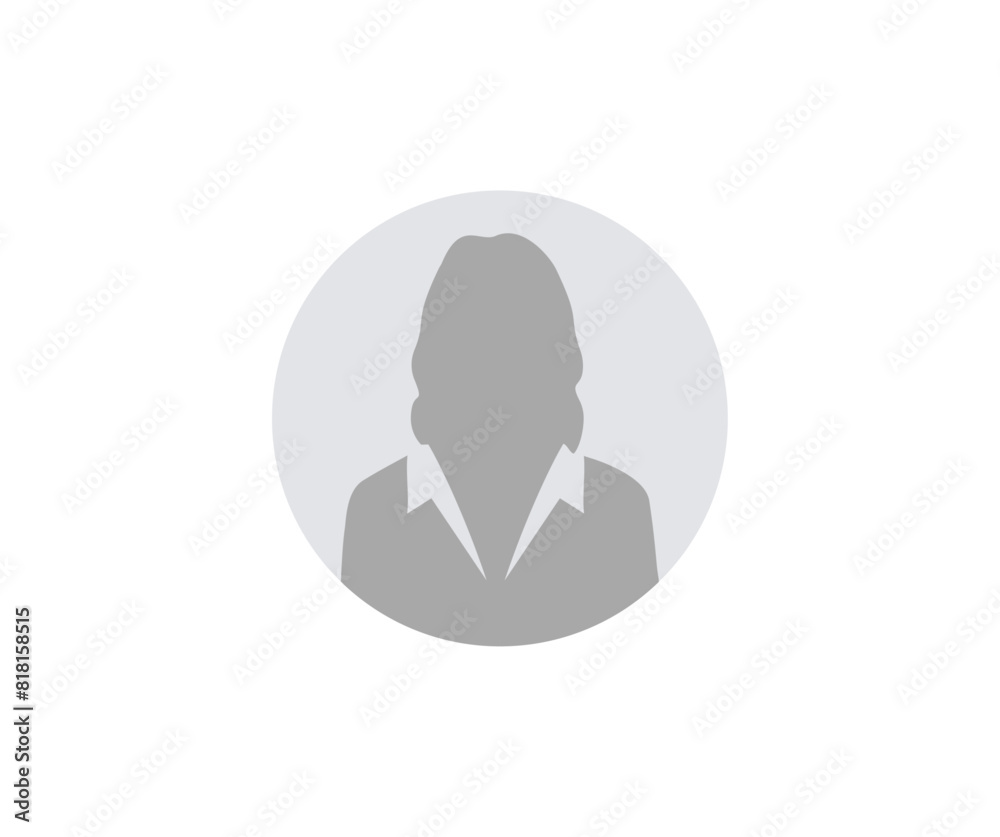 Female character icon isolated at round. Default anonymous user ...