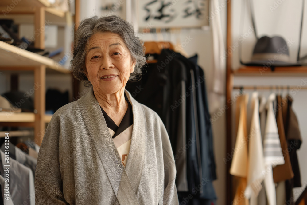 A Japanese woman bringing elegance and sophistication to her clothing ...