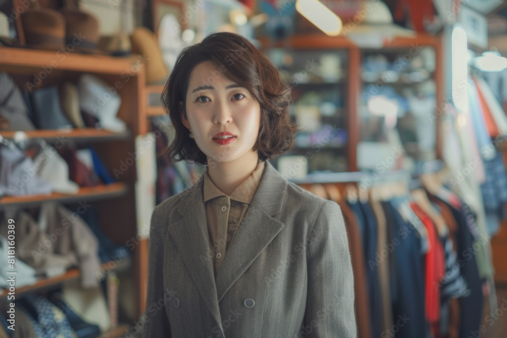 A Japanese woman bringing elegance and sophistication to her clothing ...