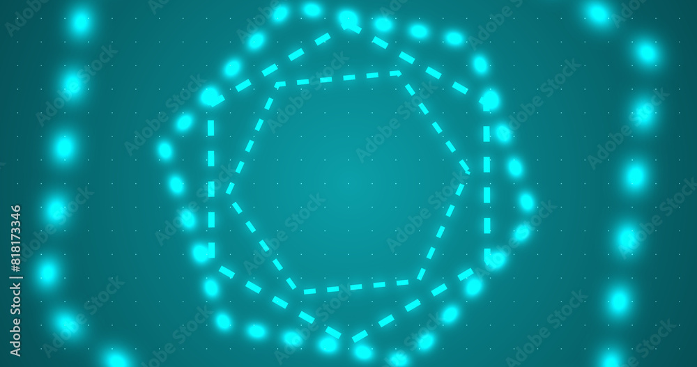 Multiple dotted technology benzene rings hexagons moving cyber computer ...