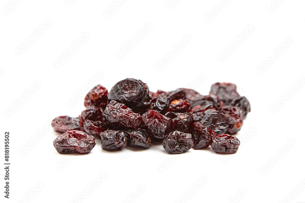 Pile of dried cranberries set isolated on white background. Deep red ...