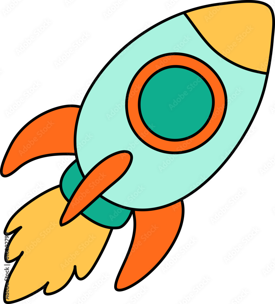 Astronomy Solar System rocket. Cartoon vector illustration isolated on ...