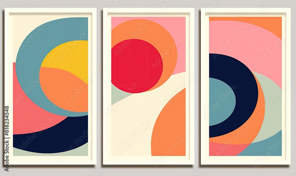 abstract art illustration of three frame on wall, minimalism style ...