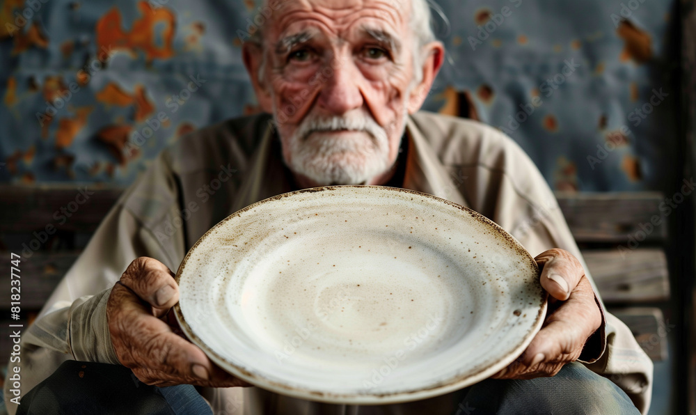 An elderly person sits in front of an empty plate, which is a painful ...