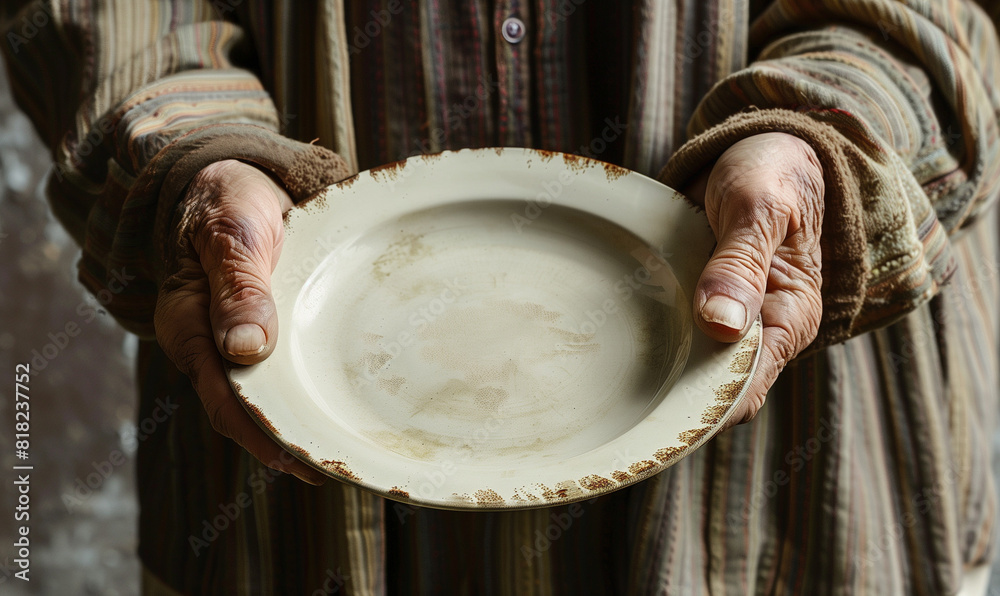 An elderly person sits in front of an empty plate, which is a painful ...