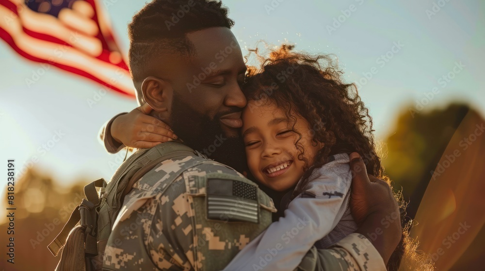 Emotional military dad hugging his daughter on his homecoming. Army ...
