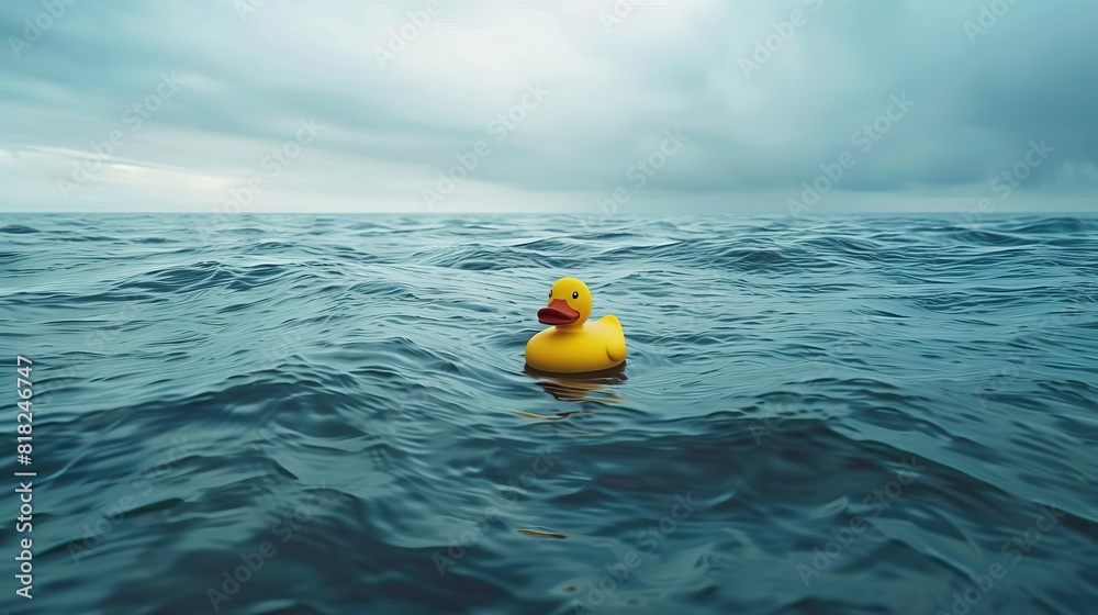 whimsical rubber duck floating on the vast ocean surreal and playful ...