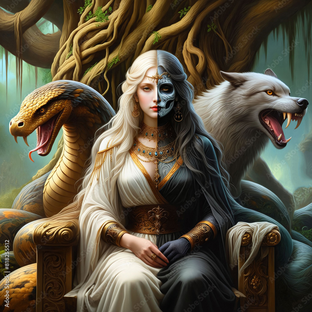 Hel, the Norse goddess, between Life &Death, half living and half dead ...