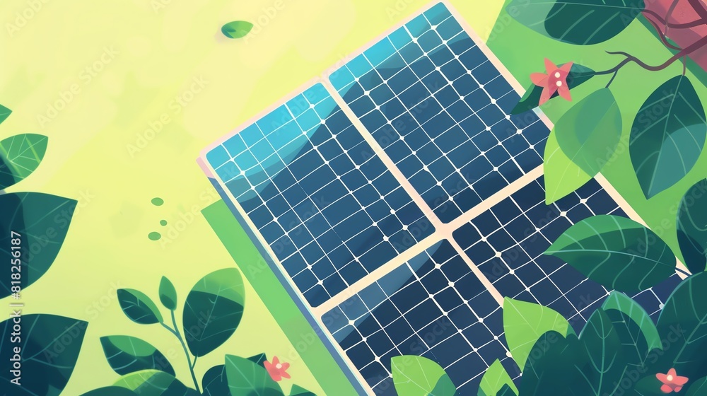 photovoltaic solar cell flat design top view energy cartoon drawing ...