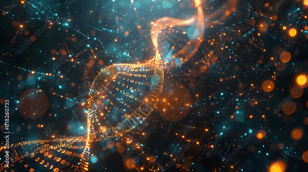 DNA Abstract background with sparkling stars and cosmic energy ...