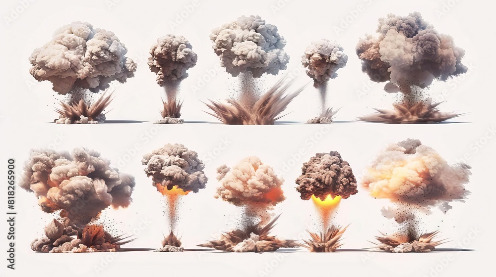 nuclear explosion montage set of atomic bomb detonations and mushroom ...