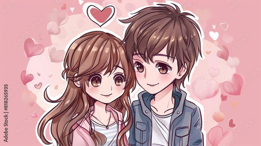 adorable chibi anime couple on romantic date cute kawaii style ...