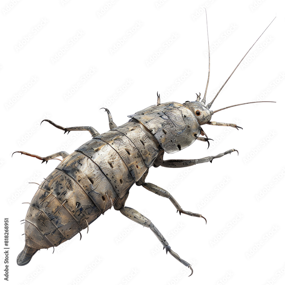 High-resolution illustration of a detailed louse insect with visible ...