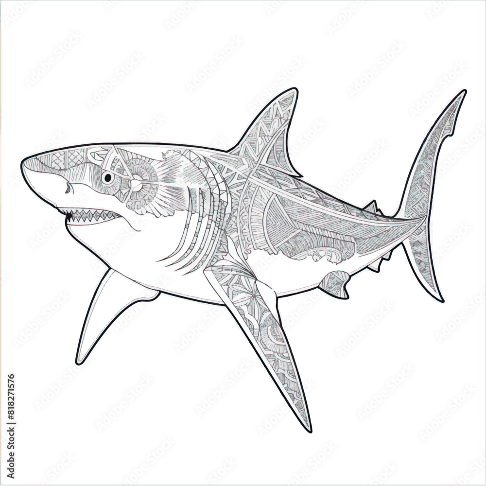 Shark drawing coloring book. Shark tattoo drawing black and white ...