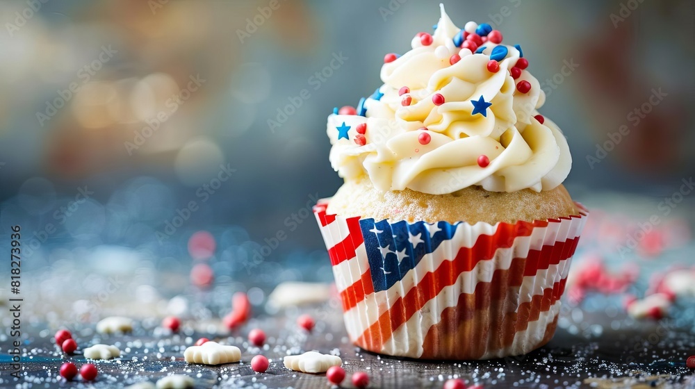patriotic cupcake with american flag for independence day celebration ...