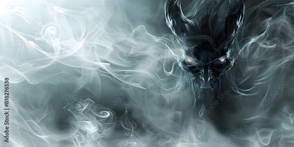 Evil demon lurking in shadows creates fear and dread with malevolent ...