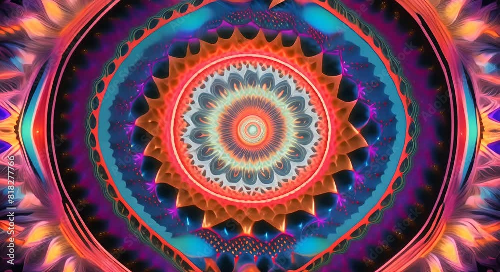 3D kaleidoscope mandala abstract background of trippy art psychedelic ...