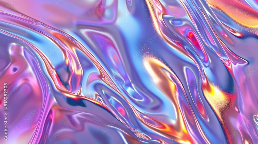 iridescent liquid metal blobs futuristic chrome shapes holographic ...