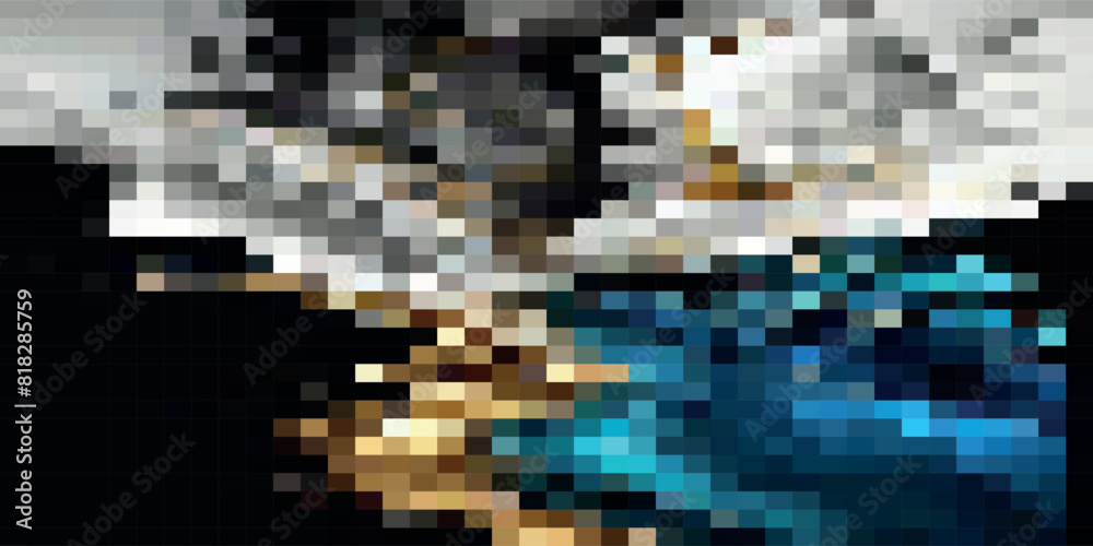 Dispersed background. Disintegration pixel effect illustration. Vector ...