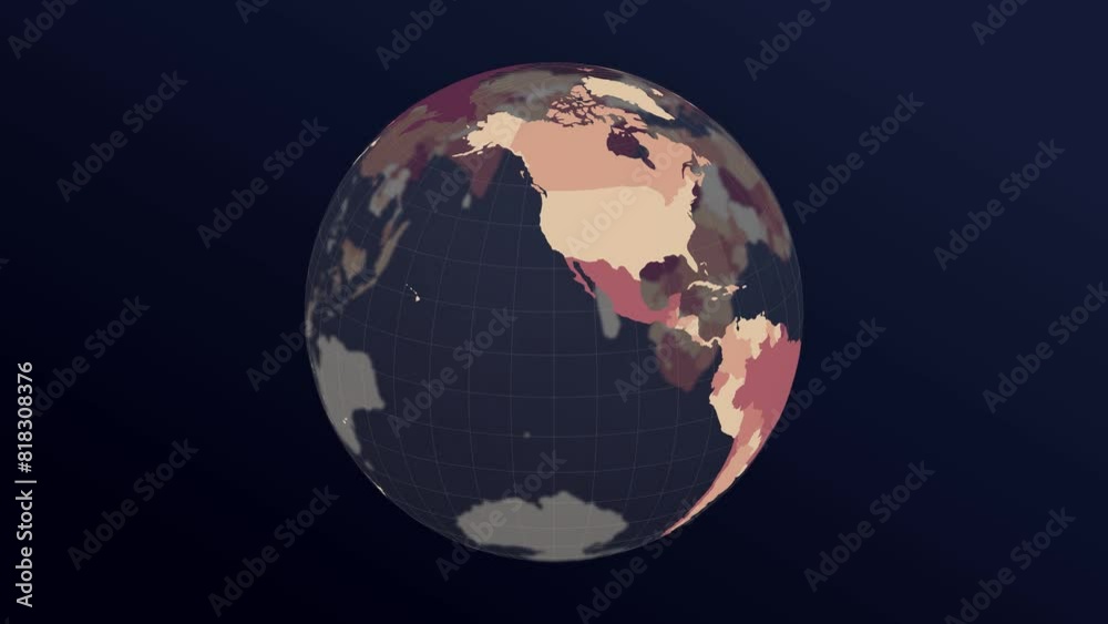 The globe with world map. Dark translucent earth planet in yellow brown ...