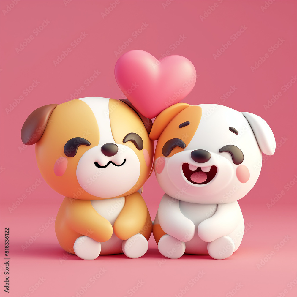 Cute smiley dog creative 3D design illustration. Kawaii doggy emoji ...