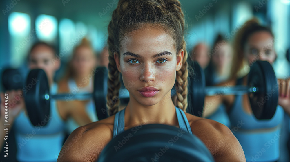 A group of athletes engaging in a high-intensity interval training ...