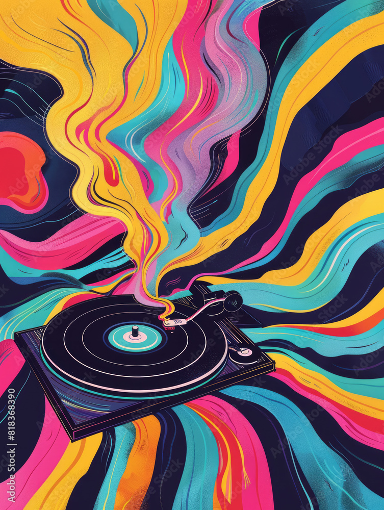 Foto Stock pop art 60s psychedelic colorful trippy retro style image of ...