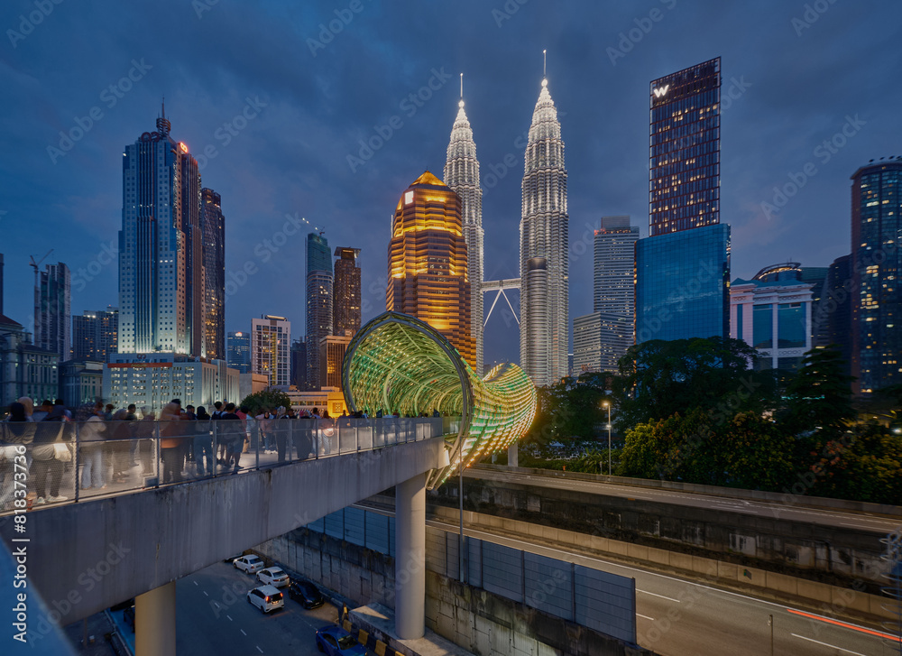 Saloma Link bridge in Kuala Lumpur, Malaysia is a 69 meters combined ...