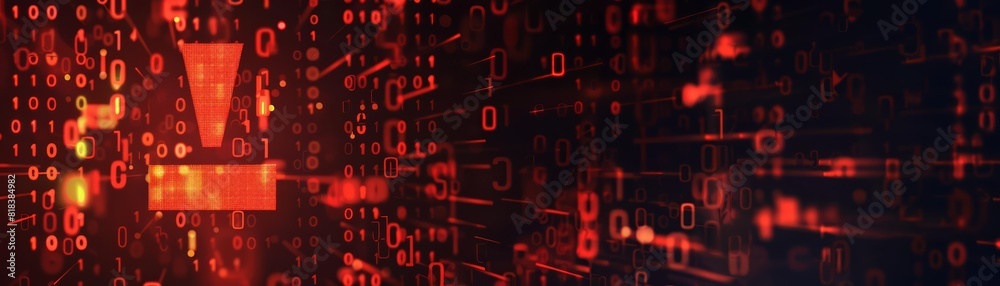 An artistic depiction of a red alert symbol with an exclamation mark ...