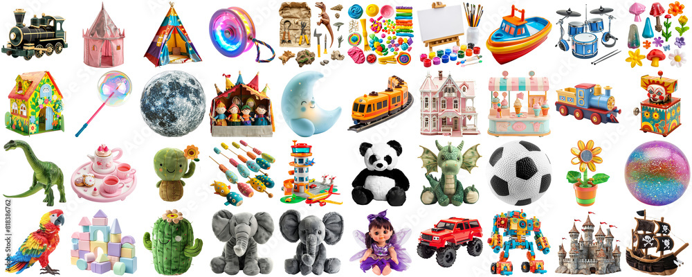 big collection of different toys for children kid, school playroom ...