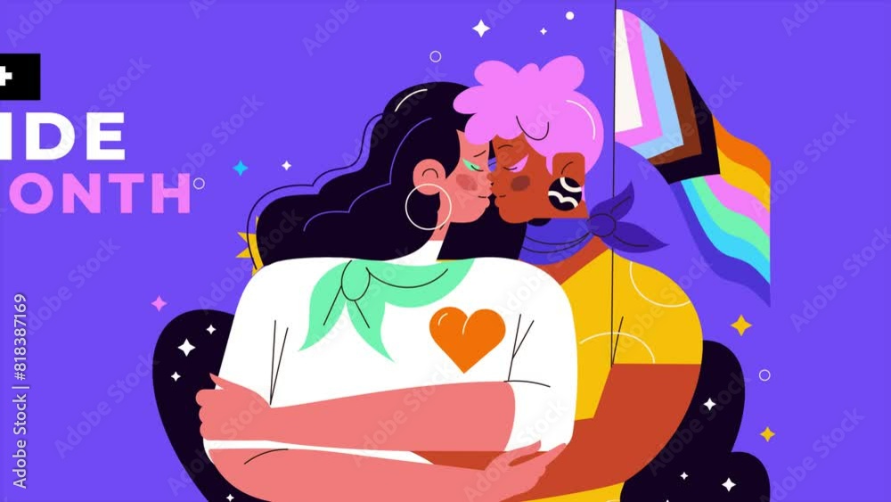 lgbtq+ pride month flag pride animation 4k Stock Video | Adobe Stock