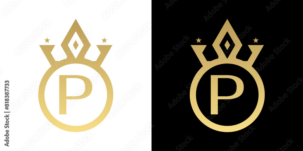Letter P Crown Logo, Letter P Logo with crown Template for Sign Luxury ...