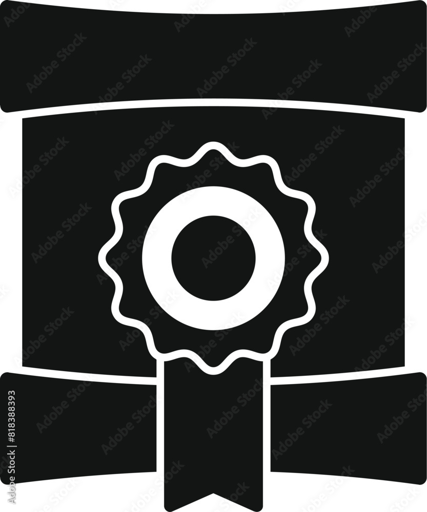 Vector illustration of a black award ribbon badge, perfect for icon use ...